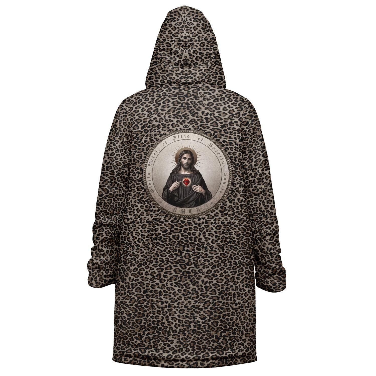 Sacred Heart of Jesus Zipper Microfleece Cloak (Bold Leopard)