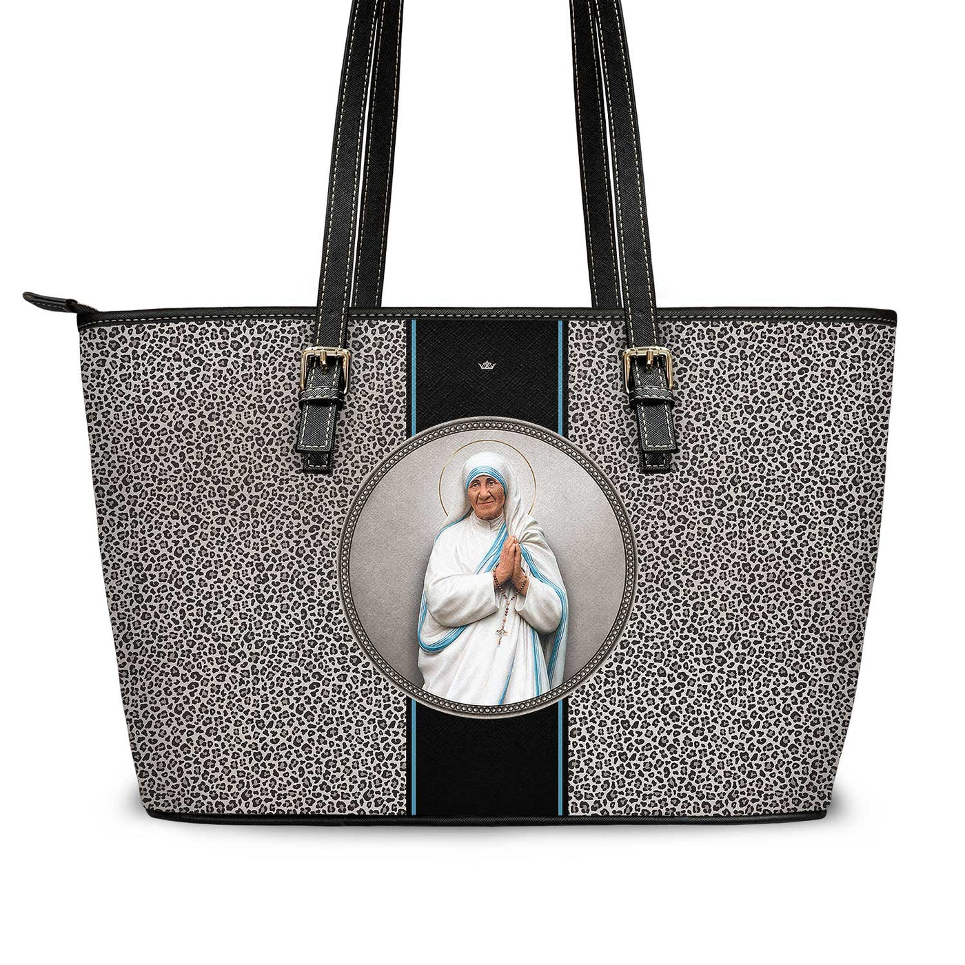 St. Mother Teresa Medallion Tote Bag (Leopard)